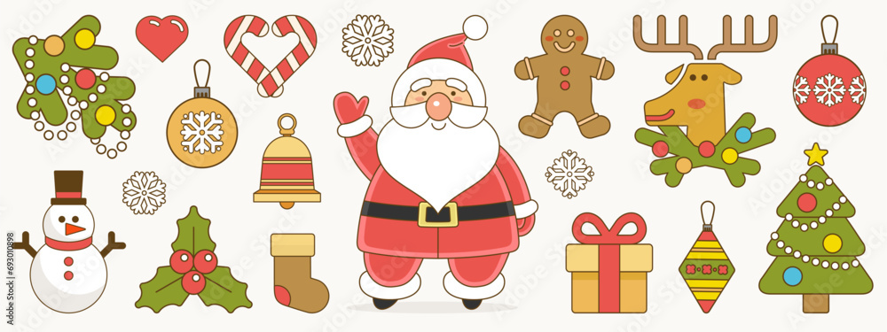 Merry Christmas and happy new year vector element set isolated on ...