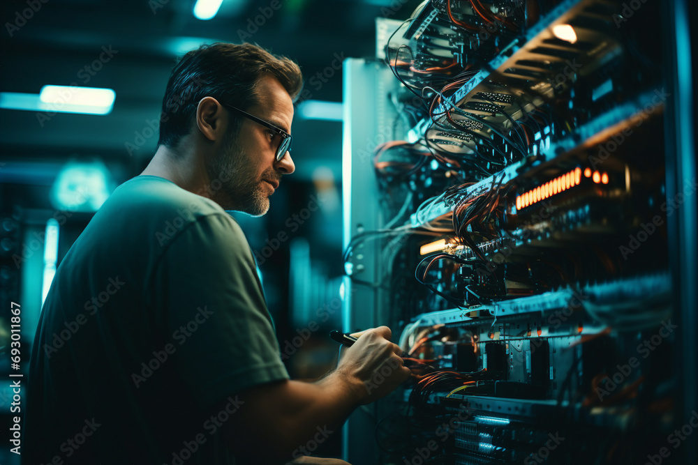 Successful Male Female Data Center IT Specialist Computer technologies ...