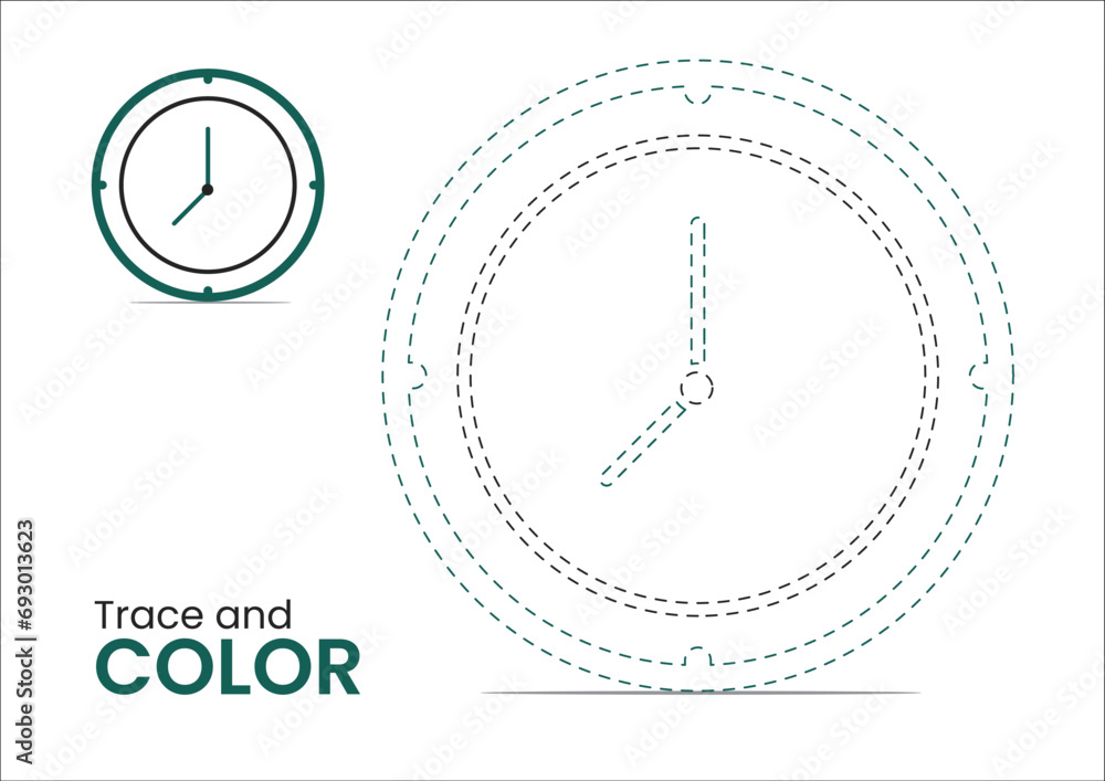 Timeless Elegance Trace and Color for Kids Clock Themed Designs for ...