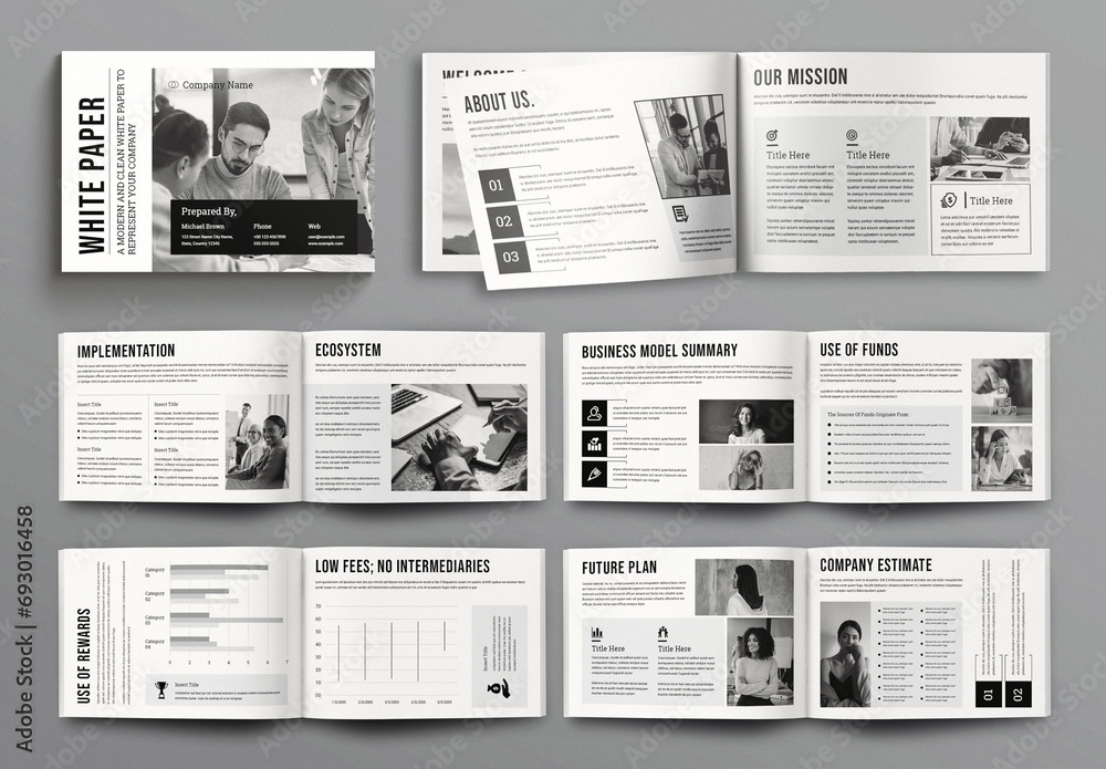 White Paper Layout landscape Stock Template | Adobe Stock