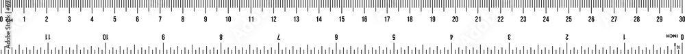 Ruler scale 30 cm and 12 inches. Centimeter and inch scale for ...