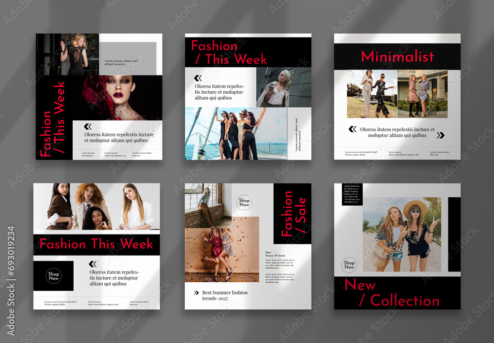 Red Fashion Social Media Post Layout Stock Template | Adobe Stock