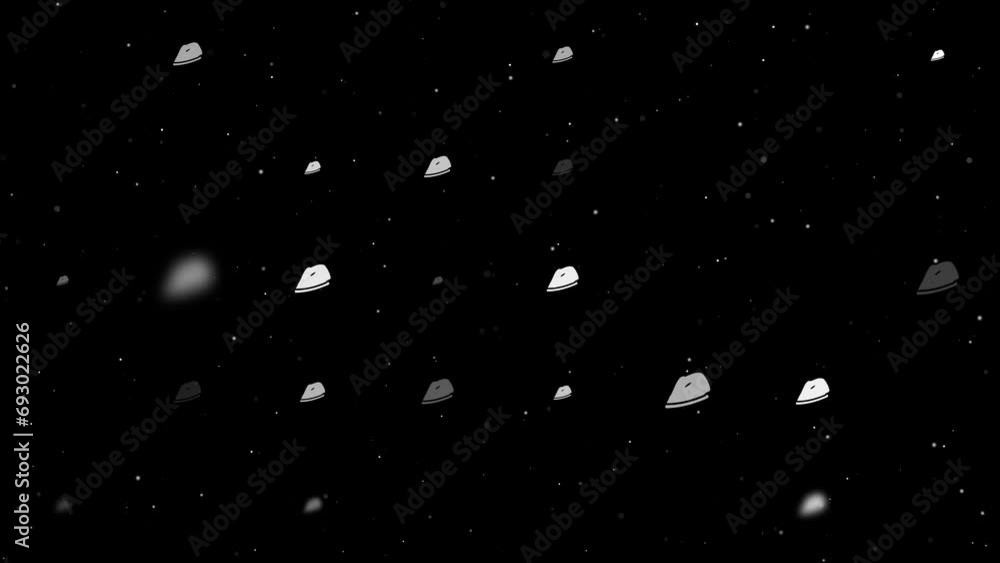 Template animation of evenly spaced iron symbols of different sizes and ...