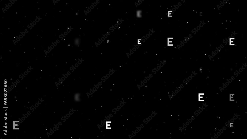 Template animation of evenly spaced capital letter E symbols of ...