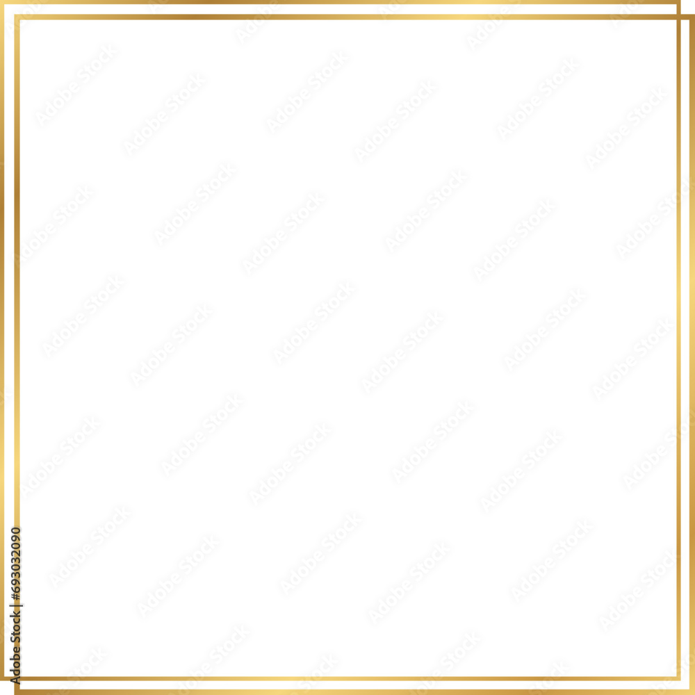 Square gold frame with double line, border social post, banner,ad, card ...