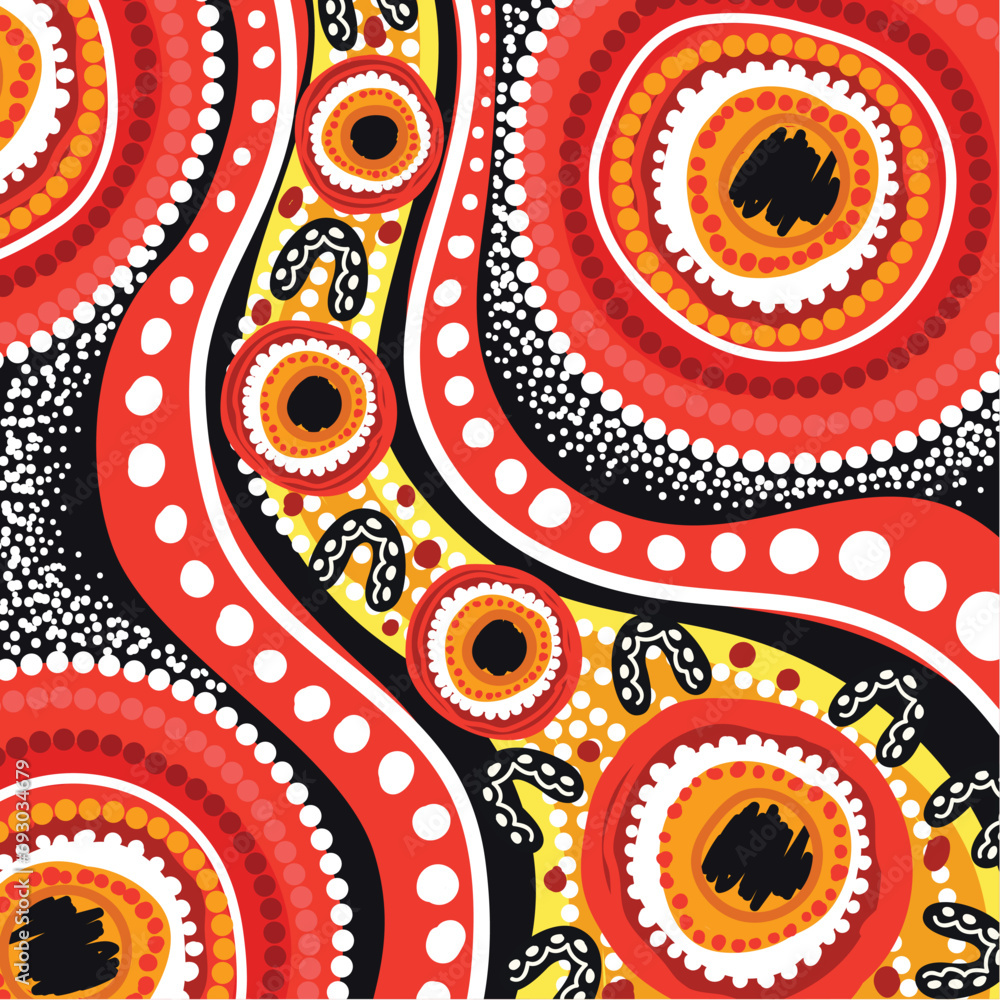 Artistic illustration with dot art motifs from aboriginal culture Stock ...