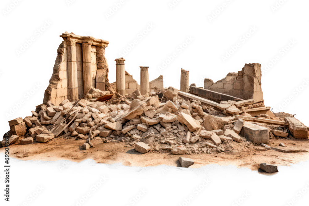 Ancient historical city ruins, archeology isolated on transparent ...