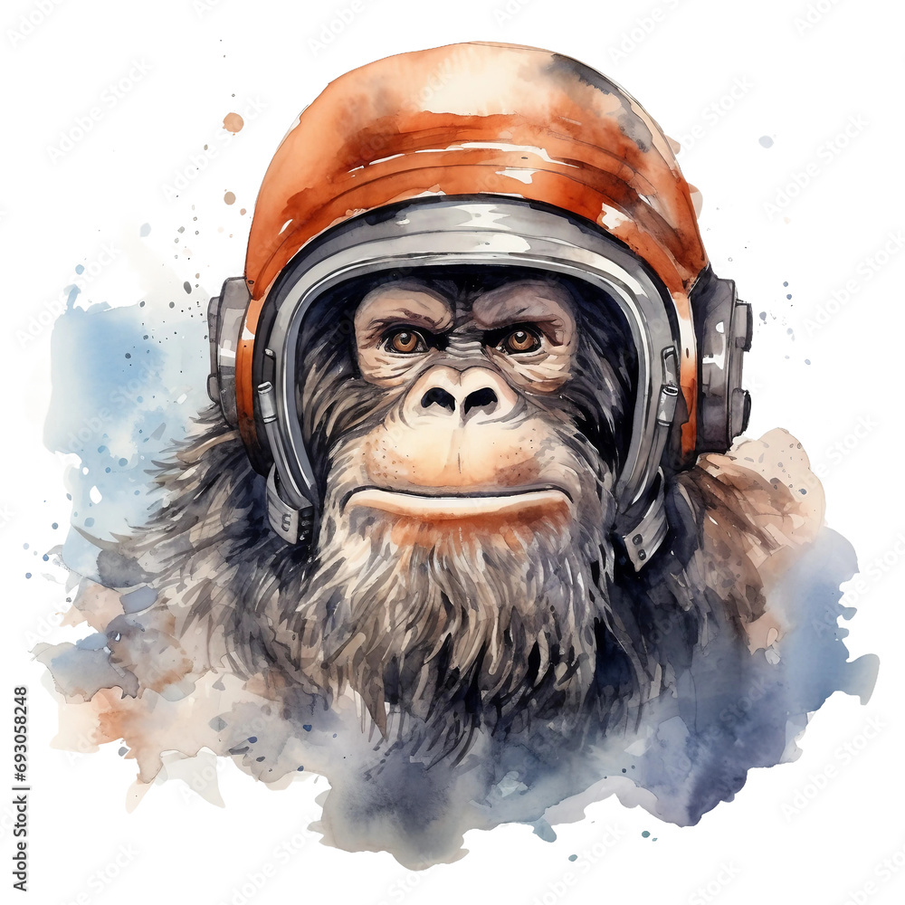 Watercolor bigfoot, yeti, png, Sasquatch Aviator: With helmet and ...