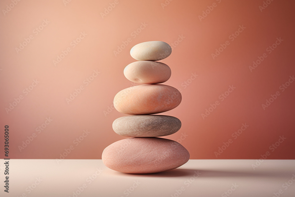 Smooth peach fuzz stones stacked in a balanced composition Stock ...