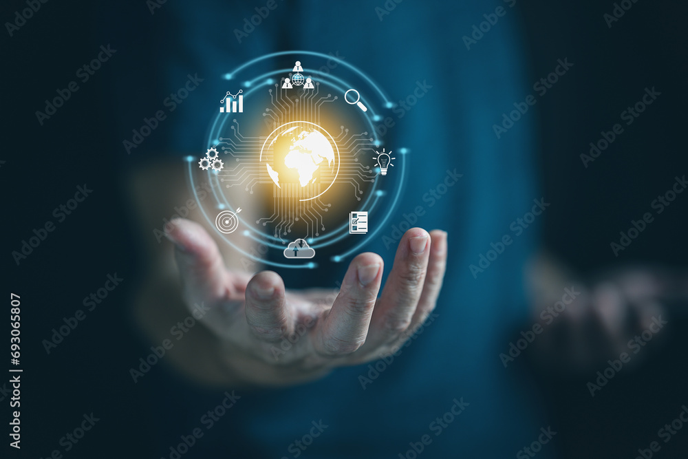 Businessman hand showing transformation of ideas and the adoption of ...