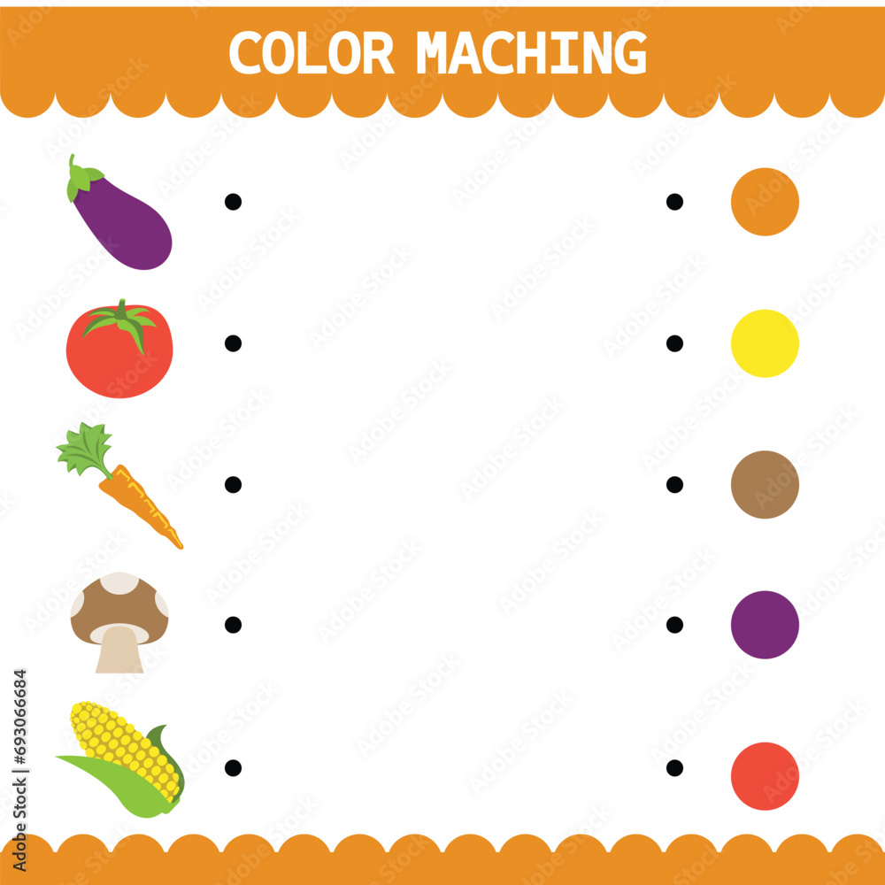 vector color matching worksheet for kids Stock Vector | Adobe Stock