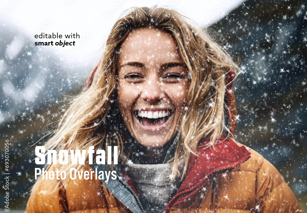 Snowfall Photo Overlays Stock Template | Adobe Stock