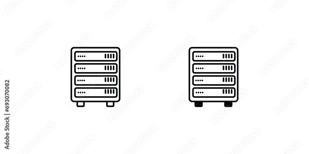 Server Rack Icon With White Background Vector Stock Illustration Stock Vector Adobe Stock