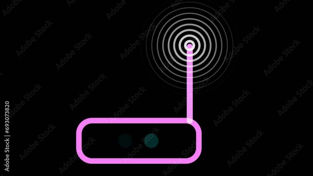 Simple wireless line icon. Blue color radio wave with router isolated ...