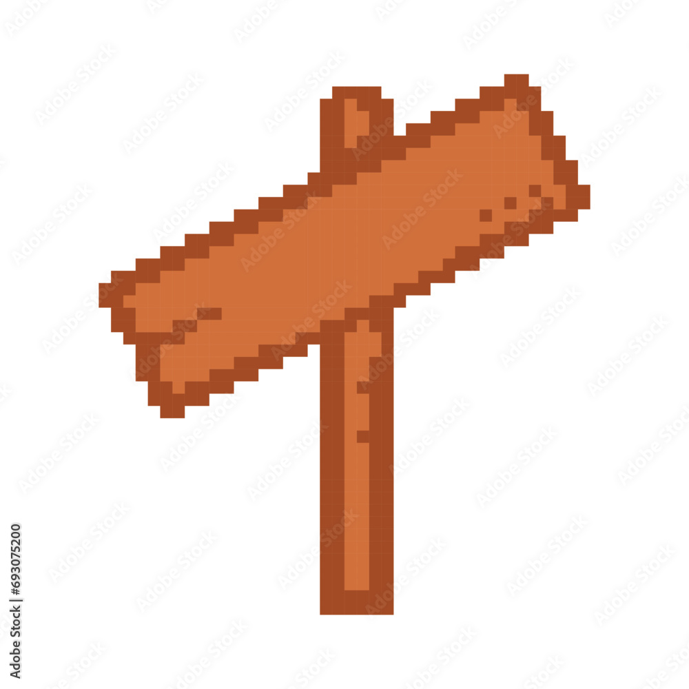 Pixel wooden roadside sign, old village, 8 bit timber roadside pointer ...