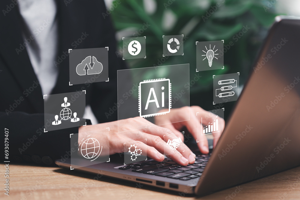 Business technology AI Artificial Intelligence concept, Businesswomen ...