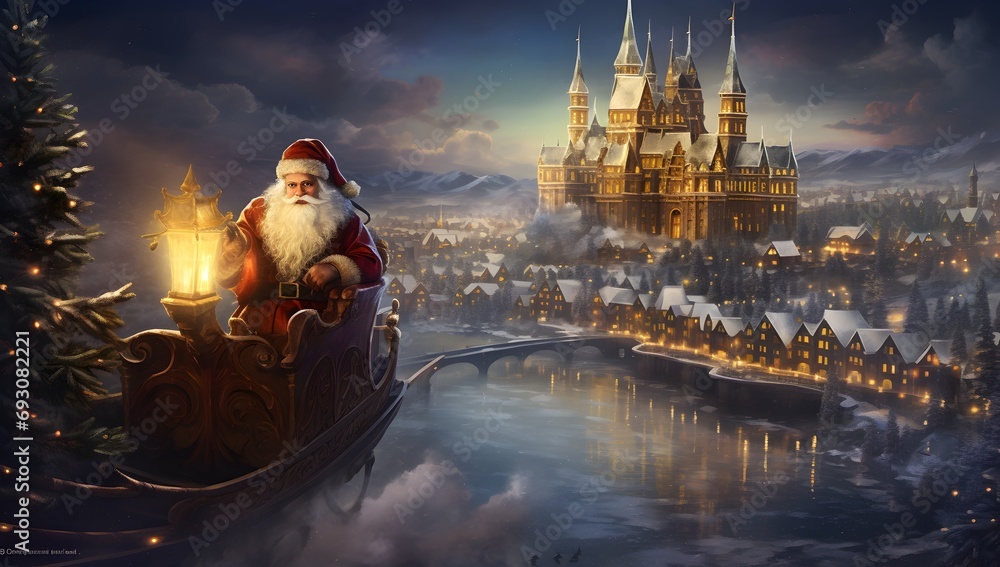 Magic fairy tale castle in a winter misty forest. Fairy tale castle ...