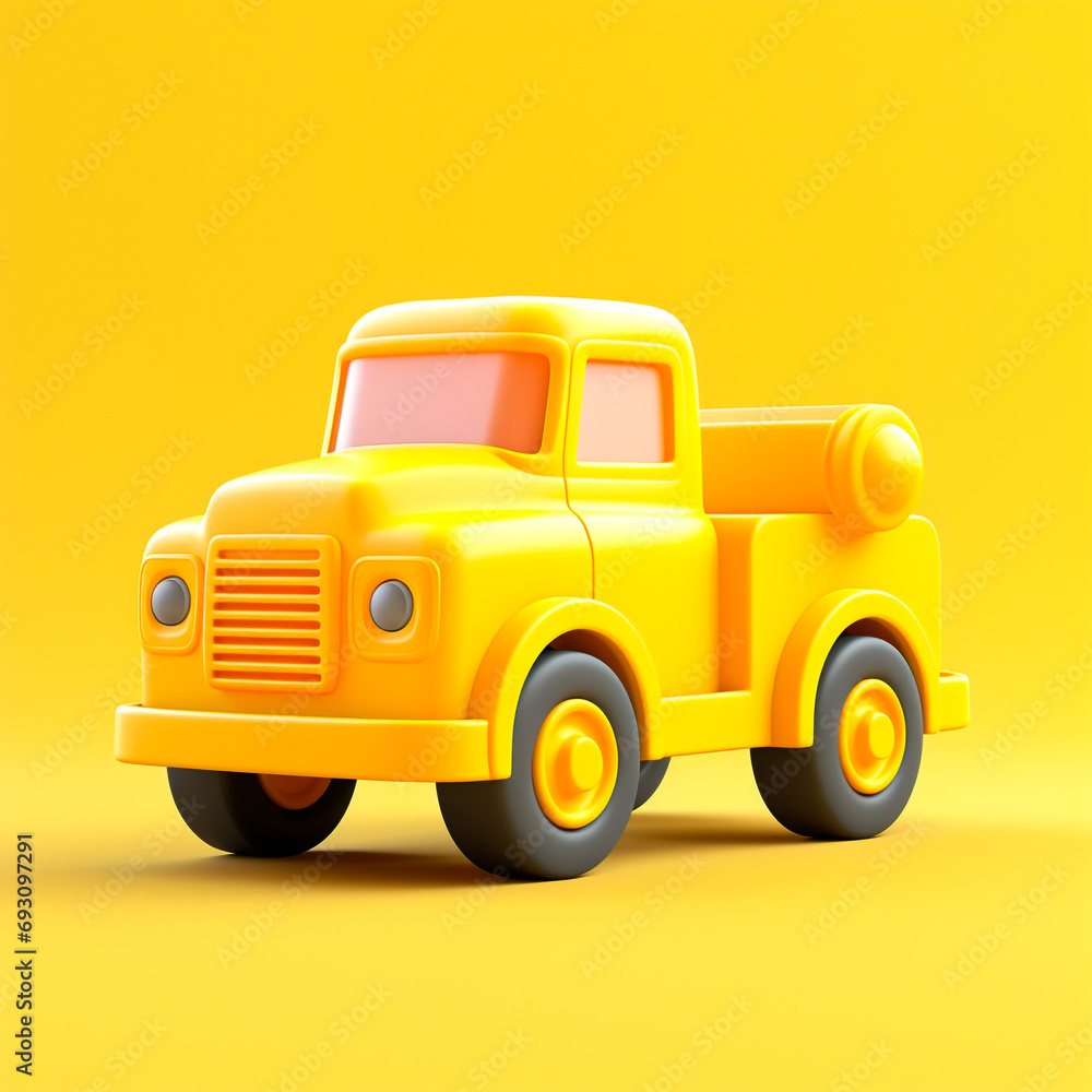 Huge yellow delivery truck, yellow background. Stylized, cartoony, fun ...