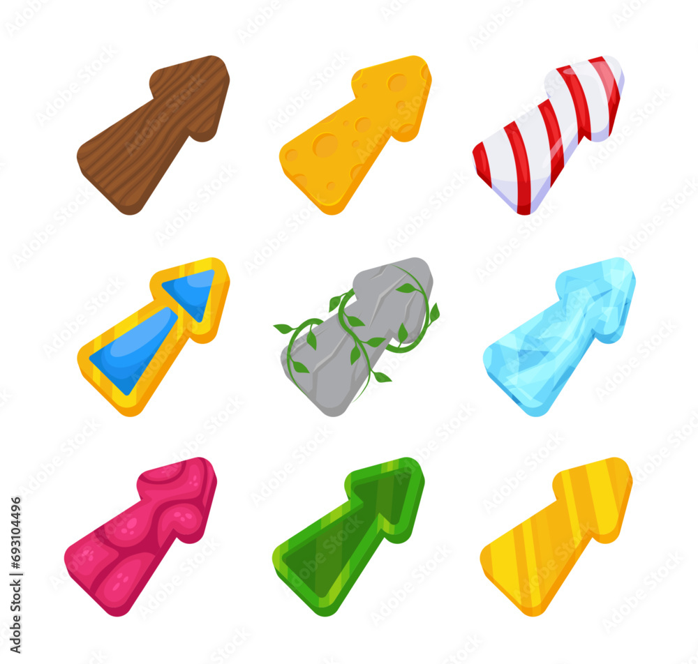 Cartoon Glossy Arrows Game Arrows Asset Cartoon Cursors And Pointers Interface Elements Mouse