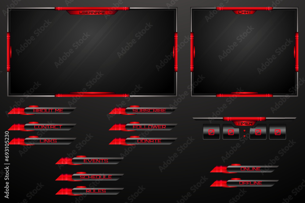 Stream Overlay Webcam Screen Frames and Stream Alerts Screen Panels ...