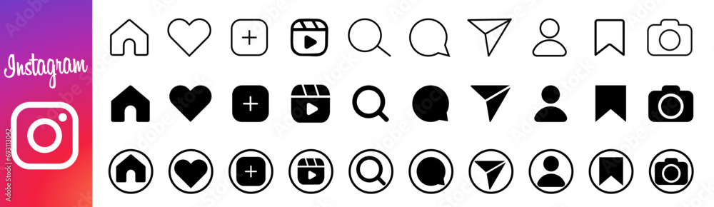 Instagram Icons. Social media icon user. Like Comment Share Save Admin ...