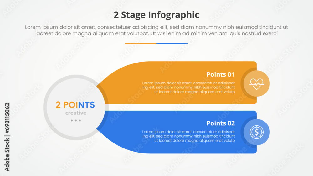 Vecteur Stock 2 points stage template for comparison opposite infographic concept for slide ...
