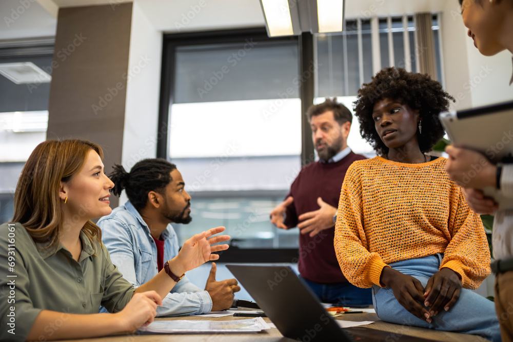 International workers group and team leader having teamwork discussion ...