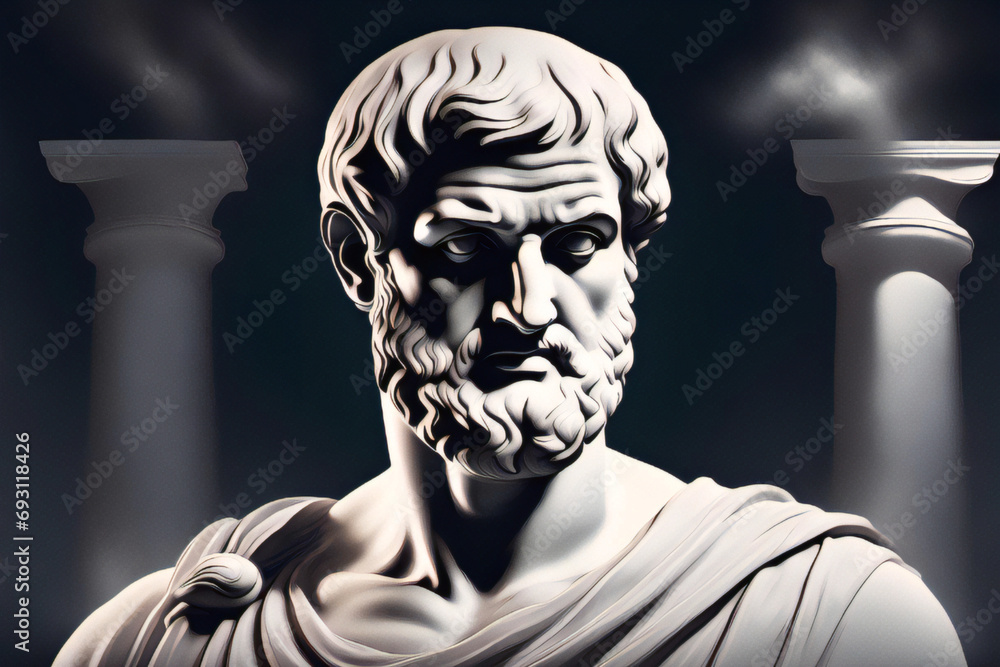 Aristotle bust sculpture, the Greek philosopher. Illustration of the ...