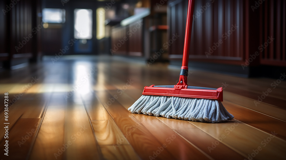 Clean and care for floors properly - use a mop to wipe the floor Stock ...