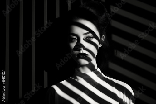 Monochromatic post-modern portrait, high-contrast black and white ...