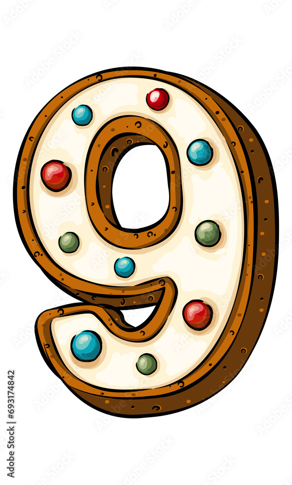 figure in the form of the number 9 in the shape of a Christmas ...
