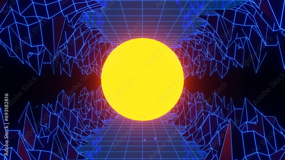 3d abstract digital world map with binary code sun. Retro sci-fi ...