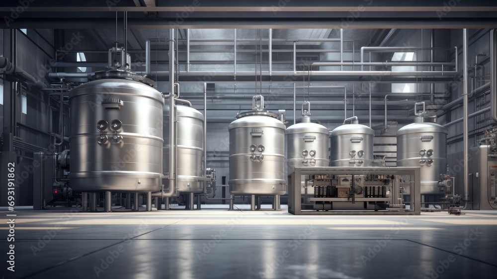 cylinders and helium containers at a metal processing plant ...