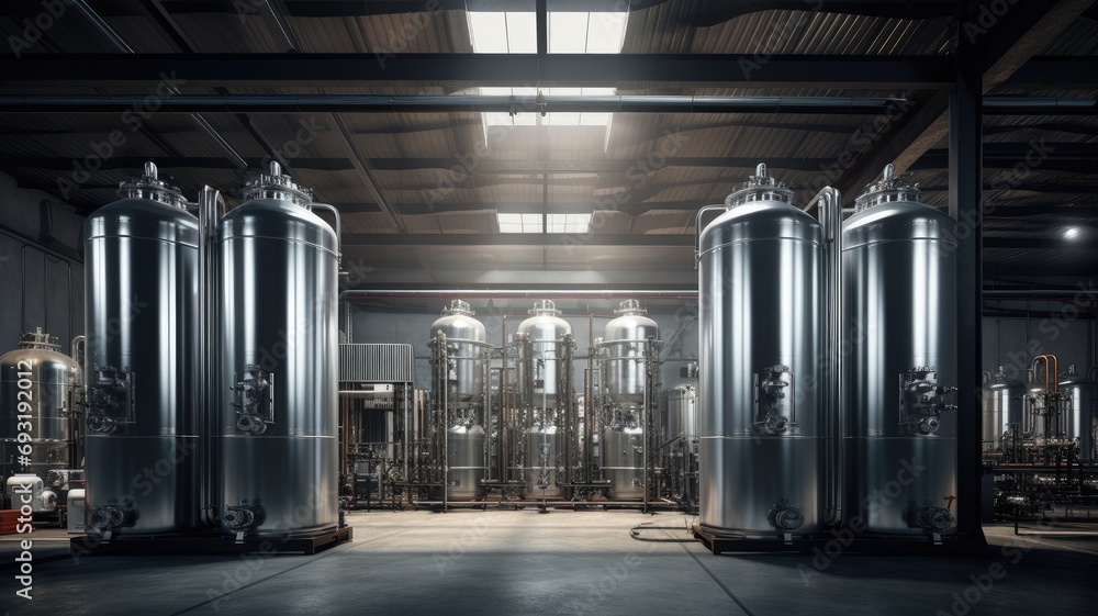 cylinders and helium containers at a metal processing plant ...