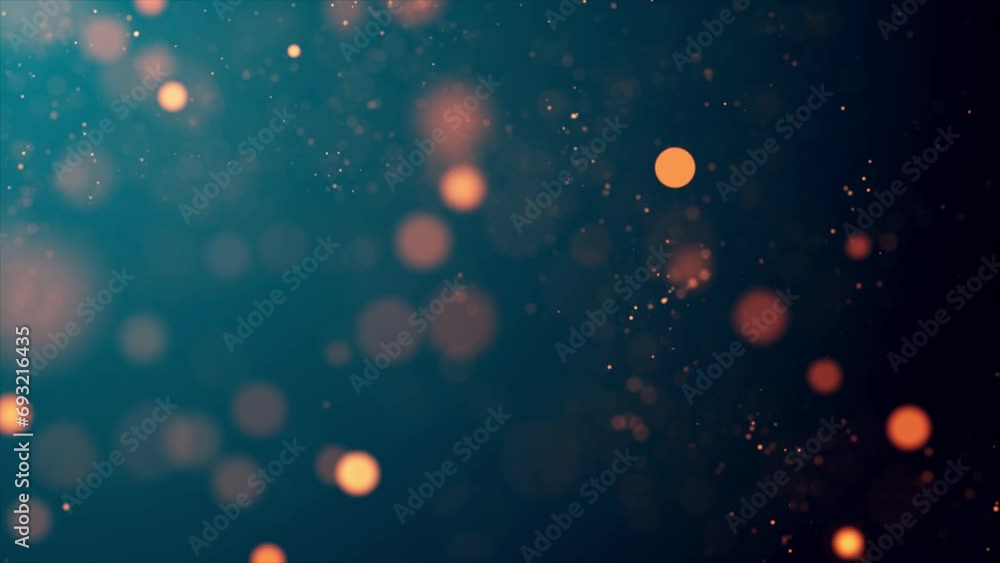 Shining particles with bokeh effect and soft light on dark background ...