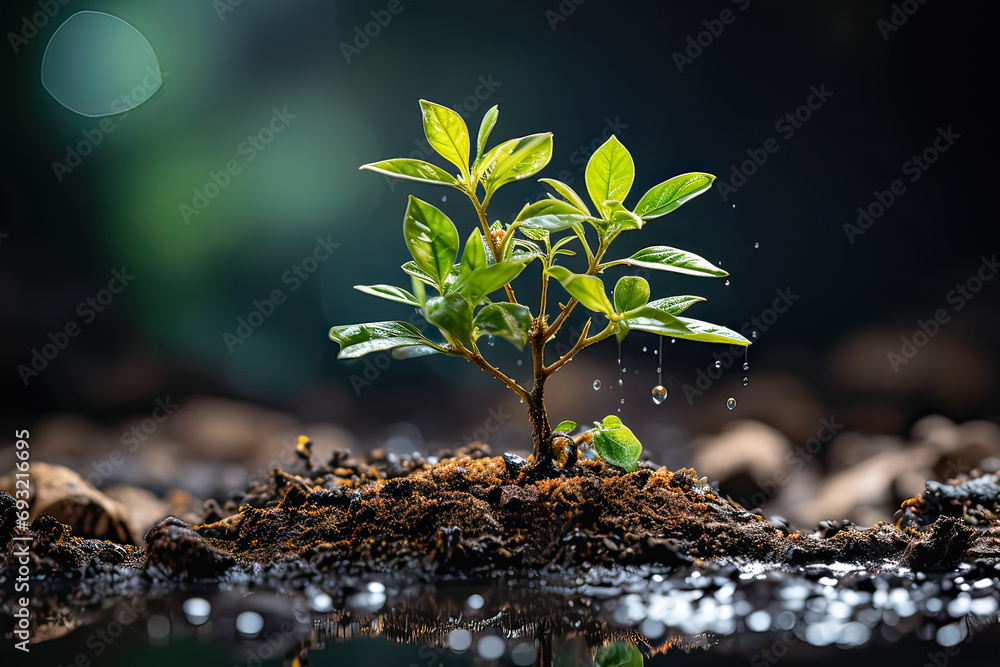 Natures rebirth, Illustration of a small tree sprout, symbolizing the ...