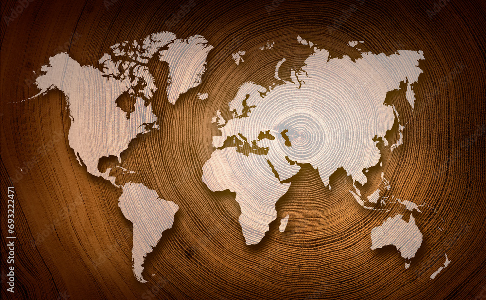 World map global impact with textured background showing planet issues ...