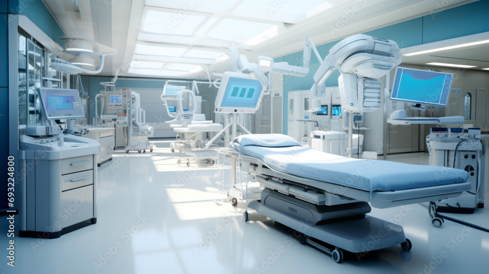Modern hospital room equipped with smart medical devices for patient ...