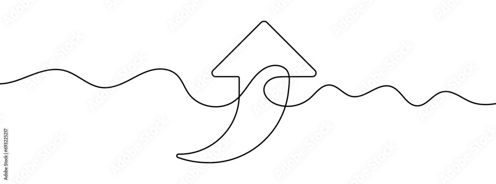 Continuous editable line drawing of up arrow. Single line up arrow icon ...