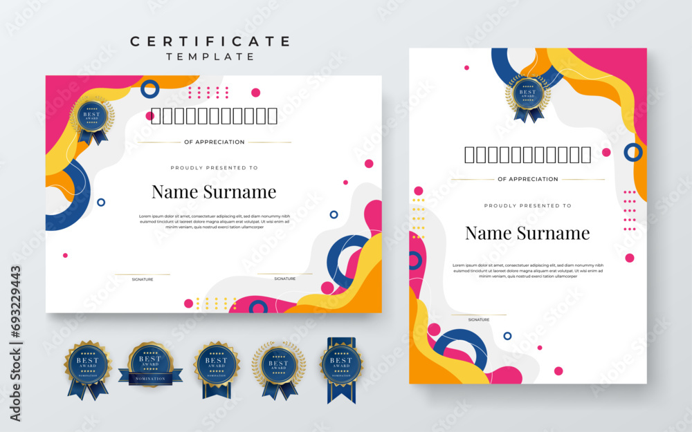 Colorful colourful certificate modern elegant for appreciation ...