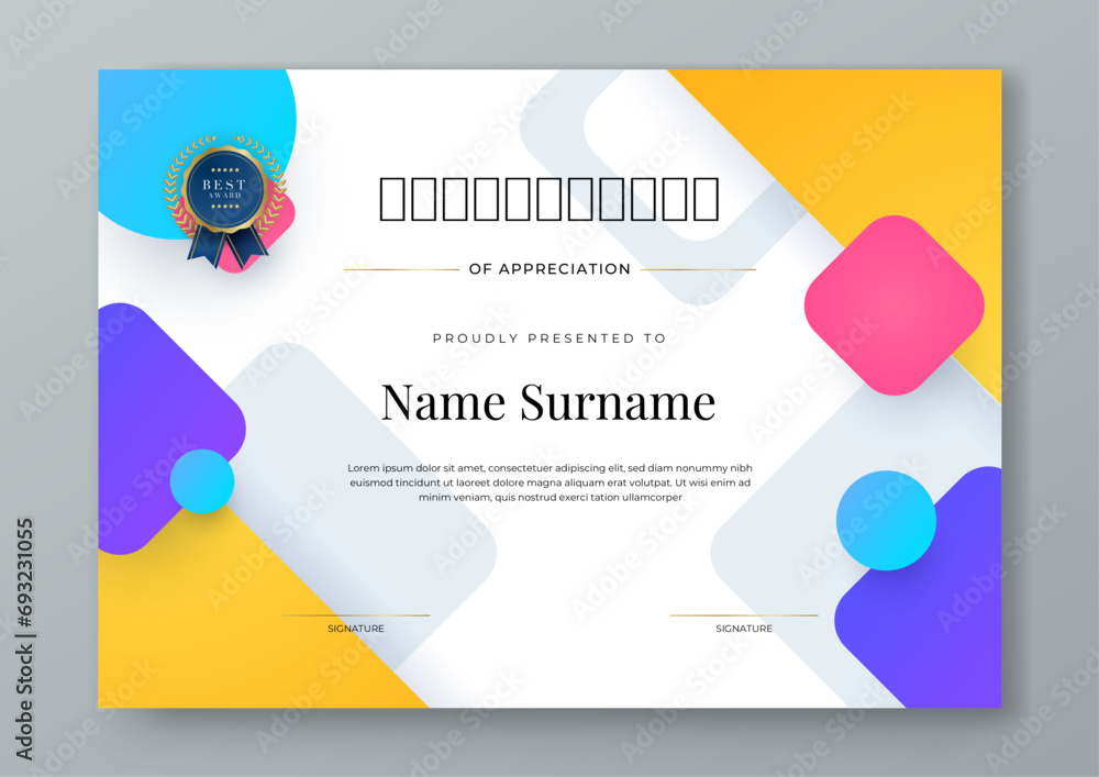 Vecteur Stock Colorful colourful modern certificate template for ...