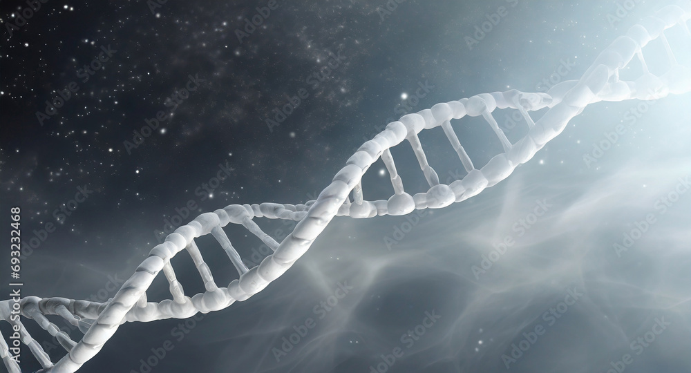 dna strand displayed in the space: building blocks of our genetic code ...