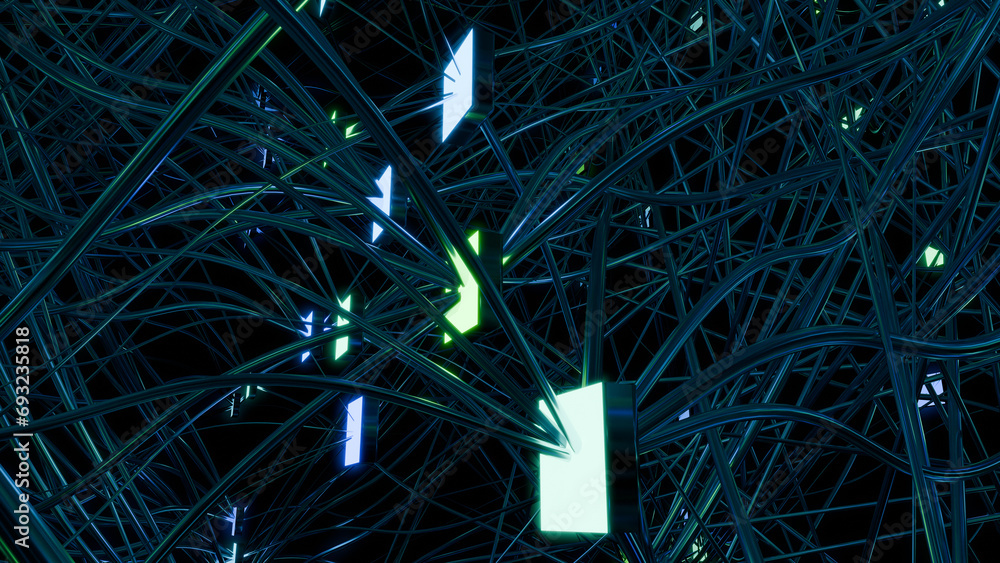3d render showing an abstraction of an artificial intelligence neural ...