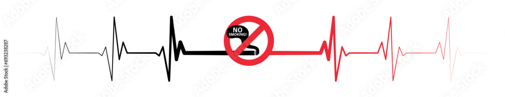 Creative no smoking sign concept with ekg ecg heart monitor design ...