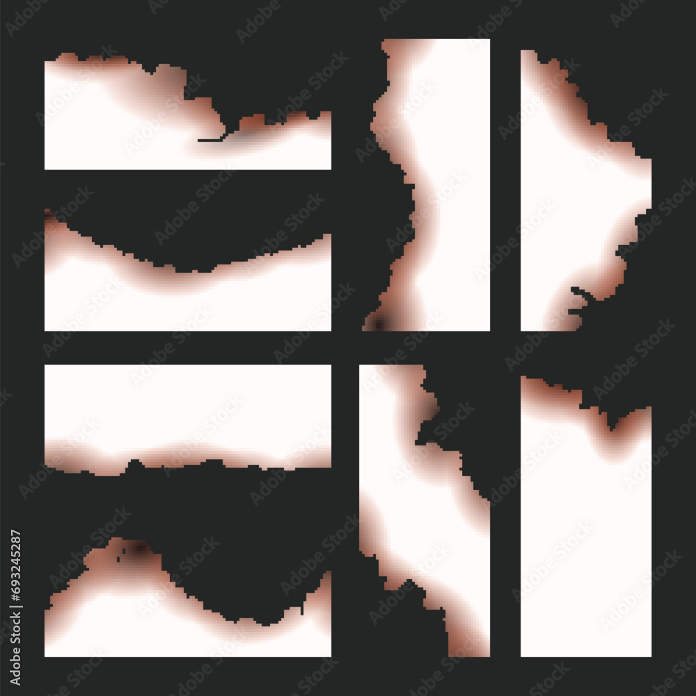 Torn Paper burnt and scraps edges scorched set collection, burned paper ...