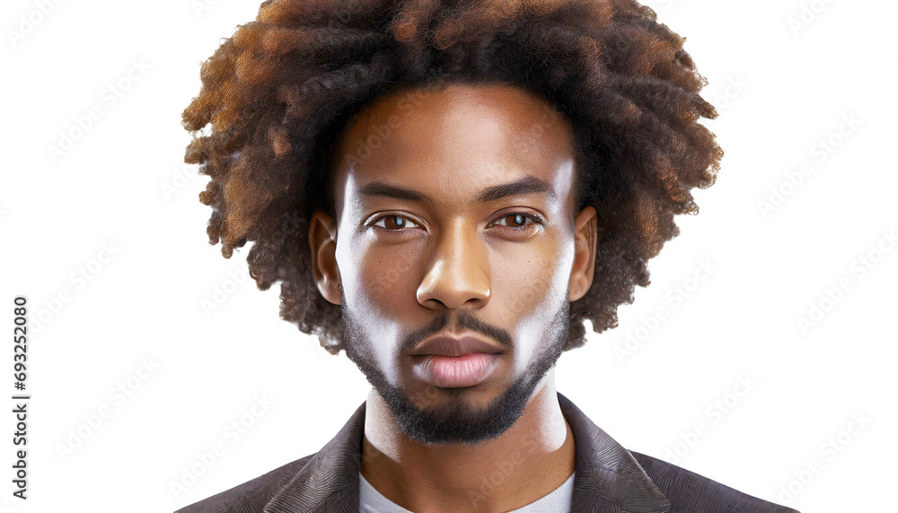 Primerly portrait of the face of a young African -American with an ...