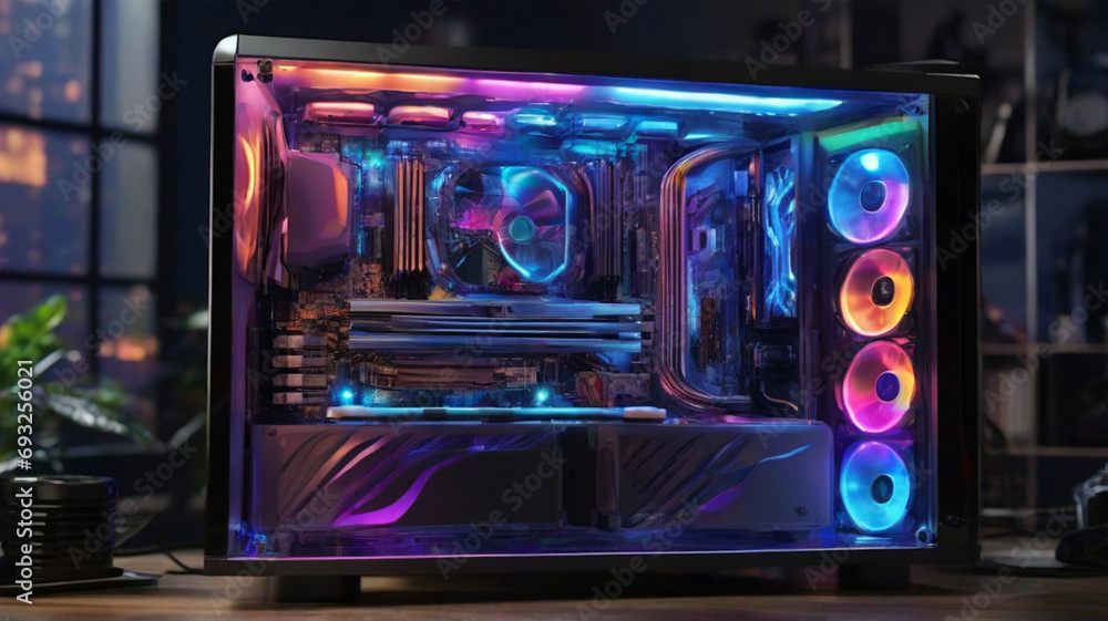 RGB Gaming pc | liqued cooler computers | gaming case | components of a ...