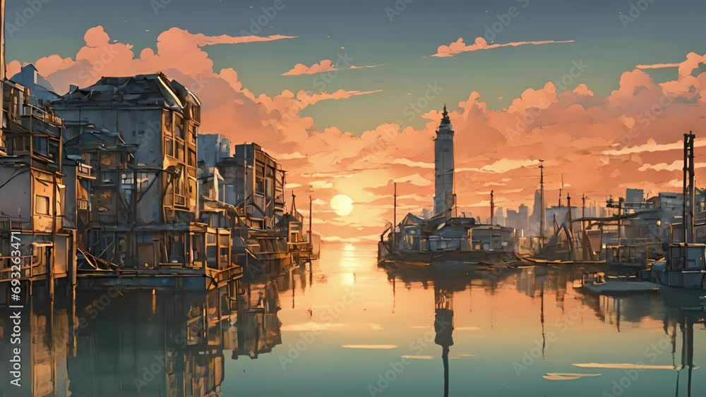 Standing edge remaining dock, gaze glittering surfaces Sunken Citys ...