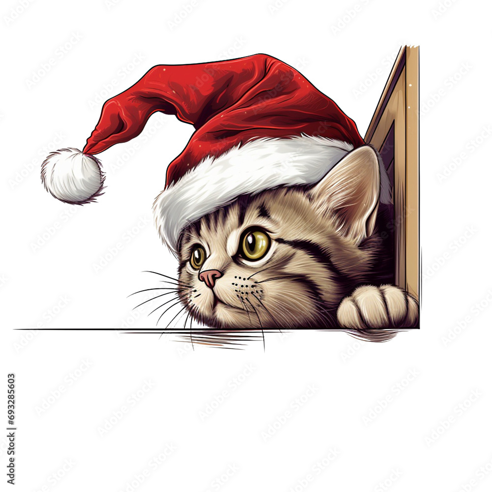 Witzige Katze mit Weihnachtsmütze / Katzen Bild / Weihnachts Katze ...