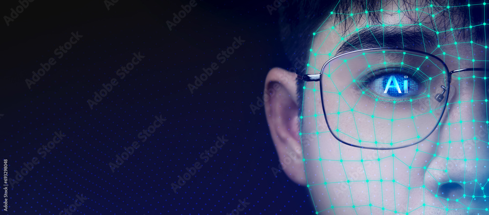 Human face scanning using AI is the high technology of future. concept ...